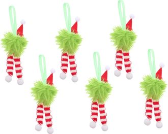 TOPBATHY 6 Stück Weihnachtsbaum Anhänger Plüsch Deko mit Santa Hut und Gestreiftem Schal Lang Kuschelige Weihnachtskugeln für Festliche Baum und Raumdekoration