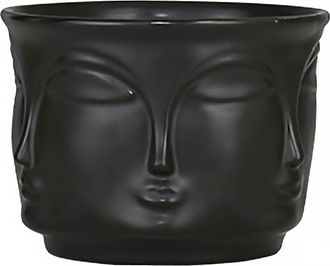 Soimiss Blumentopf Keramik Klein Mattiert Schwarz mit M&auml;nnergesicht Design Sukkulenten Pflanztopf f&uuml;r Schreibtisch Zuhause B&uuml;ro