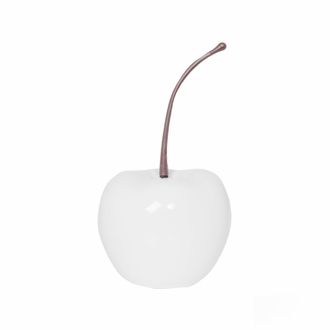 Pottery Pots Handgefertigte Deko-Kirsche in Wei&szlig; aus robustem Fiberglas, Gr&ouml;&szlig;e XS