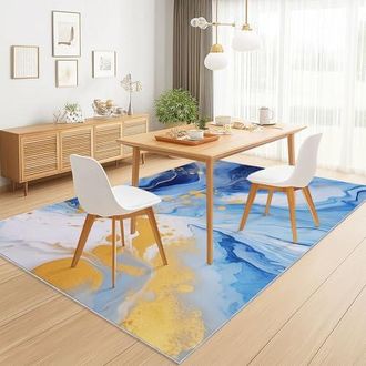 Generic Tapis Imprim&eacute; Motif Texture et Nuances du marbre pour Salon Chambre D&eacute;coration de la Maison - Bleu Flanelle Antid&eacute;rapante Tapis Salon de Sol paillasso