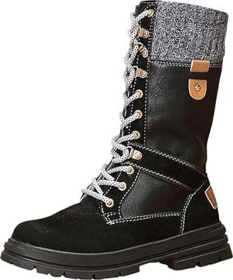 Generic Bottes Mi-Mollet Femme &agrave; Lacets Fermeture &Eacute;clair Style Combat Bottes Semelle Plateforme Chunky R&eacute;tro Chaussures L&eacute;g&egrave;res D&eacute;contract&eacute;e Automne Hiver 41