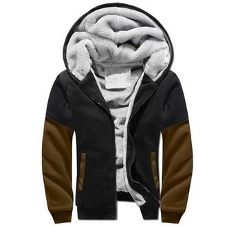 Generic Sweat &agrave; capuche zipp&eacute; pour homme - Couleur unie - Thermique - Poches lourdes - Int&eacute;rieur doux - &Eacute;l&eacute;gant - Coupe r&eacute;guli&egrave;re - Fermeture &eacute;clair int&eacute;grale