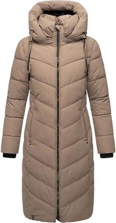 Navahoo Manteau dhiver chaud matelass&eacute; pour femme avec capuche amovible Sahnekatzii XIV XS-XXL, Taupe/gris, L
