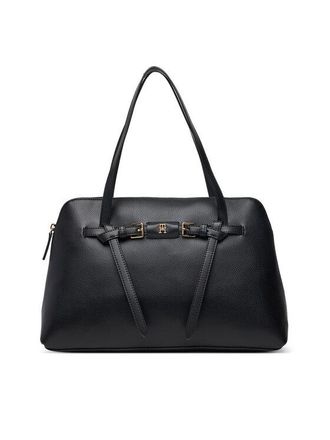 Tommy Hilfiger Handtasche Th Buckle Tote AW0AW19032 Schwarz