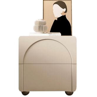 Generic Holz-Nachttisch for das Schlafzimmer, Aufbewahrungsmöbel for das Wohnzimmer, cremefarben im minimalistischen Stil, mit Zwei Schubladen zur Aufbewahrun