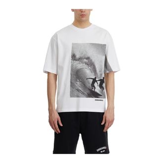 Dsquared2 Homme, Tops, Blanc, Taille: L T-shirt ample en coton