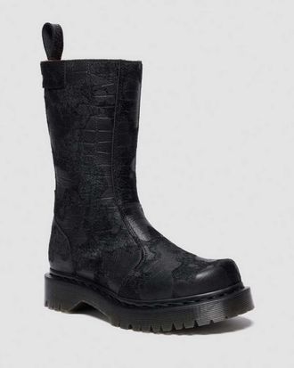 Dr. Martens Rejena Hair On Croc Emboss Leder Stiefel in Schwarz, Gr&ouml;&szlig;e: 36