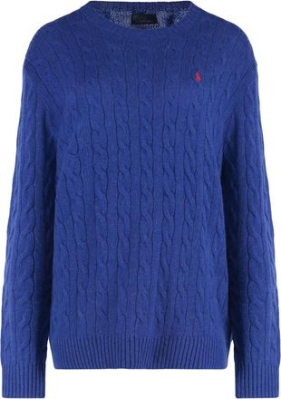 Polo Ralph Lauren Femme, Pulls, Bleu, Taille: 40 FR Pull en Maille Torsadée Laine-Cachemire