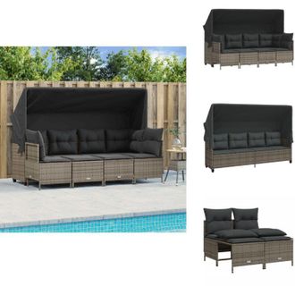 vidaXL 5-tlg. Garten-Sofagarnitur mit Kissen Grau Poly Rattan - Gartenm&ouml;bel - Outdoor M&ouml;bel - Lounge Set - Rattan Gartenm&ouml;bel - Sonnendeck