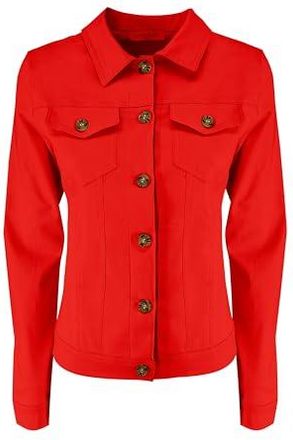 JOPHY & CO. Veste en denim pour femme courte en coton léger avec poches et boutons (cod. V996), rouge, XXL