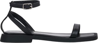 Estro & Luminara Femme, Chaussures, Noir, Taille: 36 EU Sandales Plates en Velours avec Fines Brides
