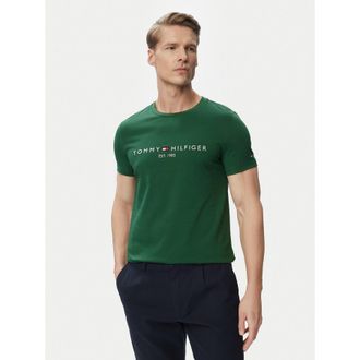 Tommy Hilfiger T-Shirt Logo MW0MW11797 Dunkelgr&uuml;n Slim Fit