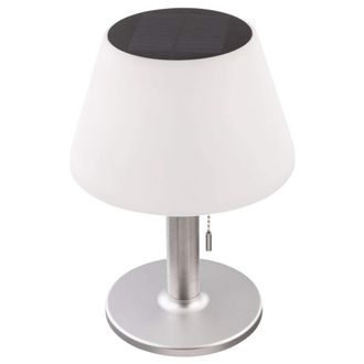 Globo Lighting Tischleuchte Solarleuchte Außenlampe Terrassenleuchte Tischlampe Balkon, IP44 Spritzwasserfest Akku Zugschalter Edelstahl weiß, 10x LED warmweiß, DxH 