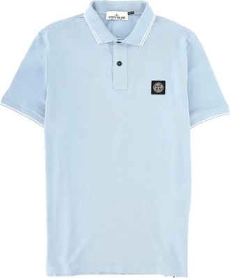 Stone Island Homme, Tops, Bleu, Taille: L Polo en Piqu&eacute; de Coton