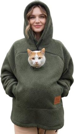 Generic Sweat &agrave; capuche de transport pour chat avec poche pour animal de compagnie - Fermeture &eacute;clair - Poche kangourou - Polaire chaude - Confortable - Pour 