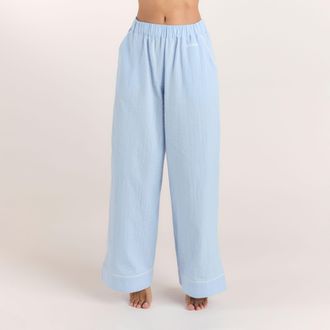 Lounge Pantalon de Pyjama Textur&eacute; - Bleu - XXL