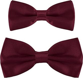 DonDon Ensemble de noeuds papillon père-fils en look partenaire, déjà attaché et ajustable - Bordeaux