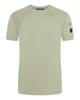C.P. Company Unifarbenes T-Shirt aus Baumwolle mit Logo-Patch am linken Arm in