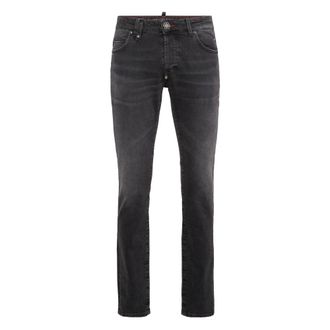 Philipp Plein Super Straight Cut Jeans mit Monogramm-Patches - - Jeans - Herren - Schwarzk - W30