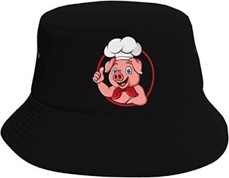 Generic Personnalisé Seau Chapeau Chef Cochon de Dessin animé Faisant Un Signe de Pouce levé Chapeaux de Visière Casual Extérieur Casquette pour pêche Sports 