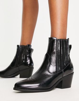 Only Only - Bottines style western &agrave; talons - Noir
