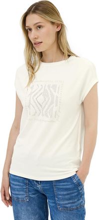 Cecil Damen B323068 Shirt mit Glitzer-Print, Vanilla White, XL