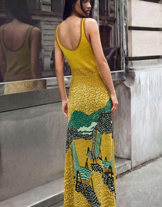 Desigual Jacquard-Tr&auml;gerkleid in Gelb