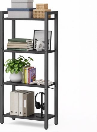 Vasagle Regal, Bücherregal, Standregal, DVD-Regal, mit 4 Ebenen, Büroregal, offene Ablagen, für Büro, Wohnzimmer, Schlafzimmer, Küche, 24 x 40 x 107 cm, ebenh