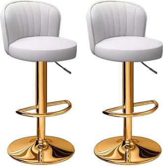 Generic Barhocker-Set (2Er-Set) mit Verstellbarer H&ouml;he, R&uuml;ckenlehne und Fu&szlig;st&uuml;tze - Gepolsterte Sitze, Robustes, Schwarz-Silbernes Metallgestell