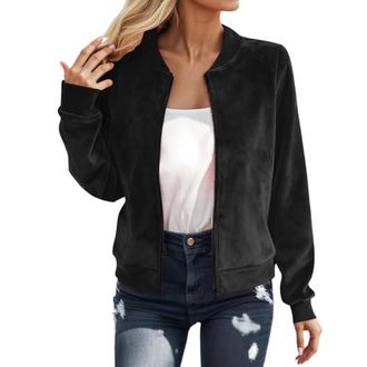 Generic Veste Femme Chic Et Elegant Veste d&eacute;contract&eacute;e en similicuir pour femme l&eacute;g&egrave;re et confortable avec fermeture &eacute;clair id&eacute;ale pour un style streetwear qu
