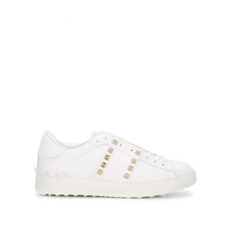 Valentino Leder-Sneaker mit goldfarbenen Rockstuds - - Shoes - Damen - Wei&szlig; - 43 EU