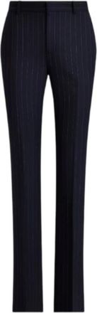 Ralph Lauren Pantalon Pinstripe Taille Haute - Femme - Pantalons - Bleu - Taille: 38 FR