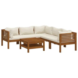 vidaXL Vidaxl - Set Divani Da Giardino 6 Pz Con Cuscini Crema In Legno Acacia