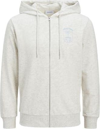 Jack & Jones Summer Zip Hoodie Jjone Color Sweat à Capuche zippé dété, Blanc-Gris, XXL Homme
