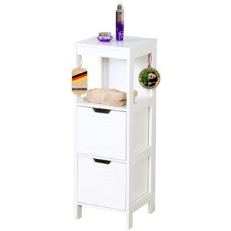 Floordirekt Floordirekt - Badezimmerschrank Ilinois Schrank in Wei&szlig; mit drei Stauraumf&auml;chern