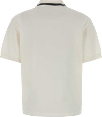 Miu Miu Striped Collar Piquet Polo Shirt - White
