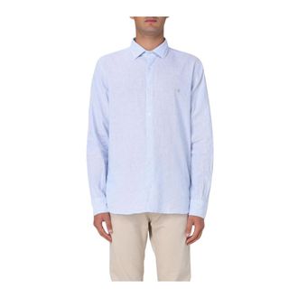 Brooksfield Homme, Chemises, Bleu, Taille: XL Chemise en Lin Bleue