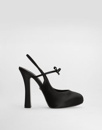 Dolce & Gabbana Slingback Aus Satin - Frau Pumps Und Slingbacks Schwarz 40.5