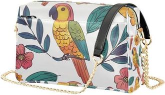 Mnsruu Sacs à bandoulière en cuir pour femme, perroquet, oiseau et fleur