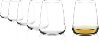 Stölzle Weißweinbecher Cocoon 6er-Set 445 ml - Moderne Weingläser ohne Stiel für maximale Aromaentfaltung - Flache Weißweingläser aus Kristallglas - Spülmasch
