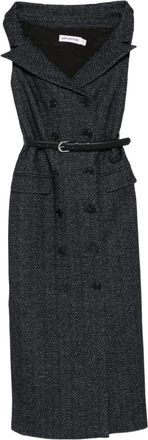 Self Portrait Doppelreihiges Midikleid mit Gürtel - Blau