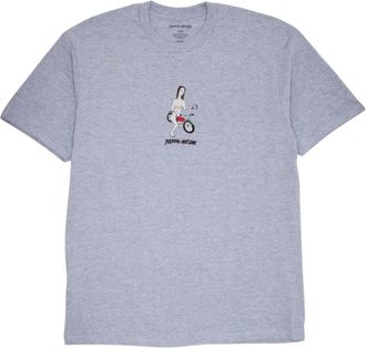 Fa Homme, Tops, Gris, Taille: XL Bike Girl Short Sleeve Tee