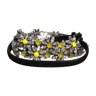 Dolce & Gabbana Femme, Accessoires, Noir, Taille: 90 CM Ceinture en cuir &agrave; cristaux Daisy