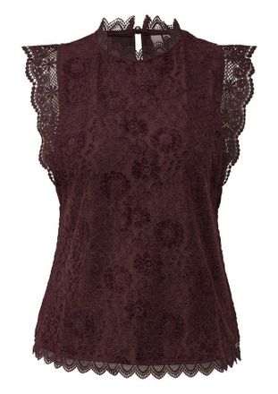 QS by s.Oliver Blusentop Bluse Blusentop aus Samtspitze