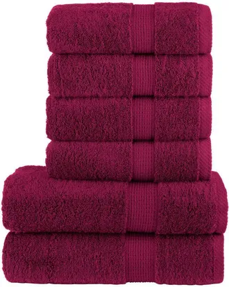vidaXL 6 tlg. Premium-Handtuch-Set solund Bordeaux 600 g/m&sup2; Vidaxl