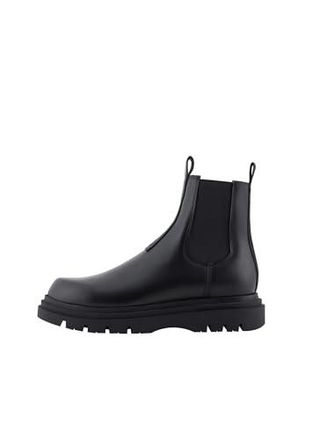 A|X Armani Exchange Homme Semelle épaisse, Logo estampé, Cuir véritable Bottines à la Cheville, Noir, 42 EU