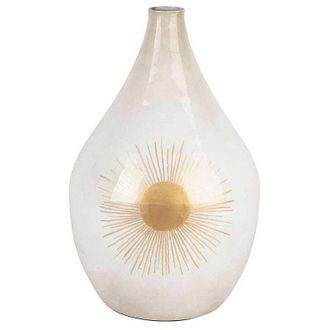 C&ocirc;t&eacute; Table Cote Table - Vase fer soleil blanc nacre 25x43cm