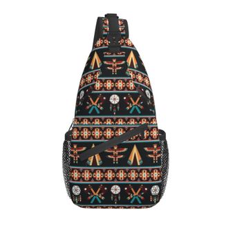 AOOEDM Native American Sling Bag Casual Crossbody Schulterrucksack Brust Daypack Indianertasche Reisen Wandern