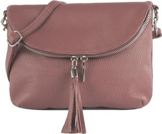 modamoda.de T07L/T139L Petit sac à bandoulière en cuir pour femme 2 modèles Fabriqué à la main en Italie, vieux rose, s