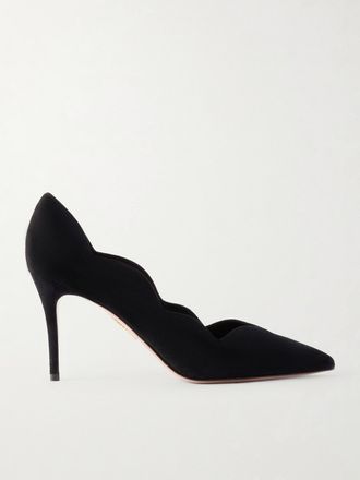 Aquazzura Petal 85 Pumps Aus Veloursleder Mit Wellenkanten - Schwarz